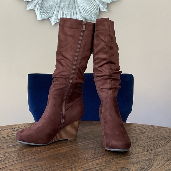 Journee Collection | Shoes | Journee Collection Chocolate Wedge Boots ...